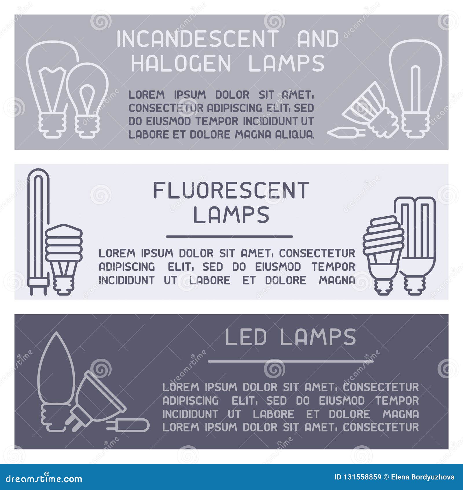 Verschillende Types Van Lampen Met Namen Vector Illustratie ...