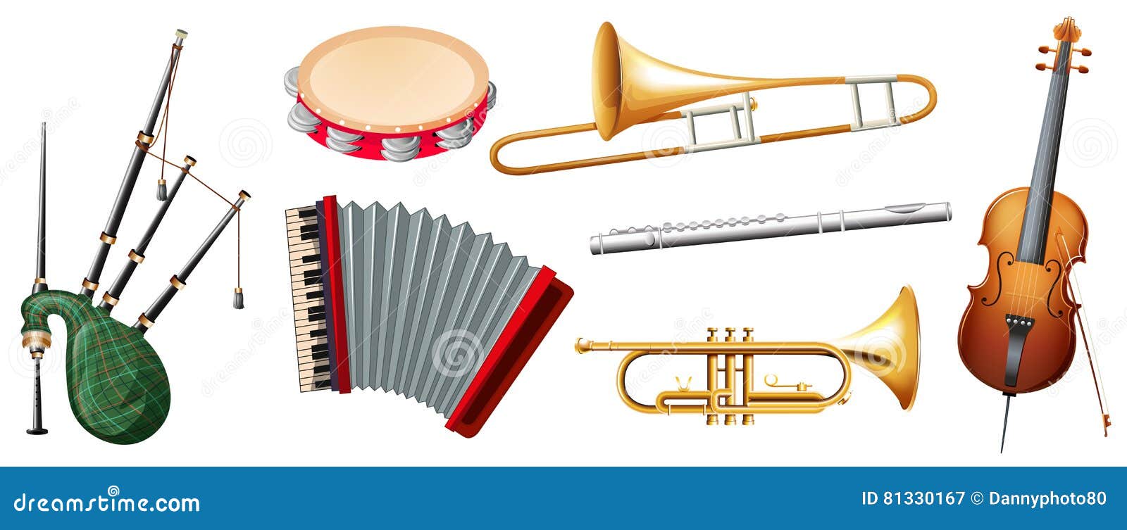 Verschillende Types Van Muzikale Instrumenten Stock Illustratie ...