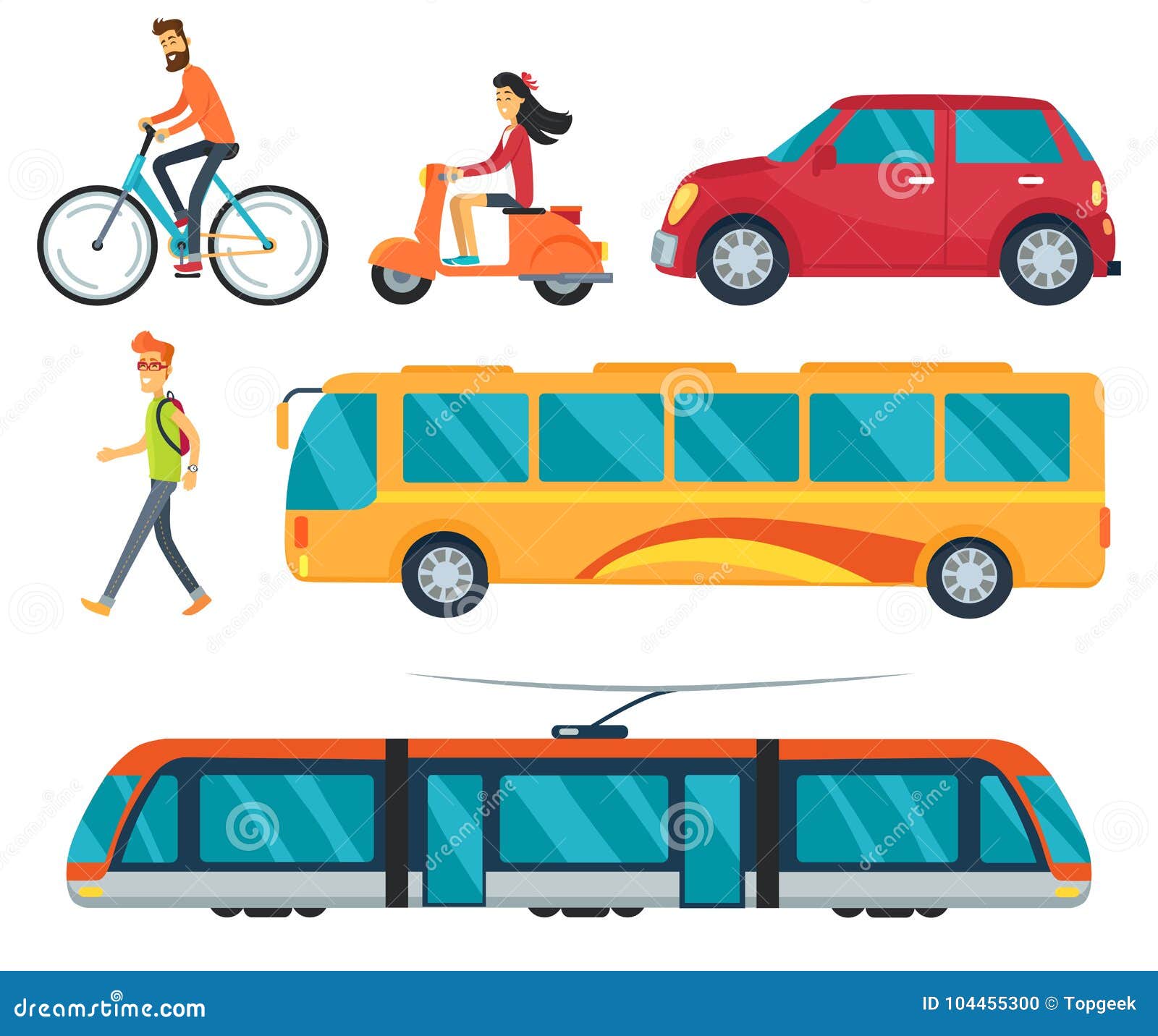 Verschillende Types Van Vervoer Vectorillustratie Vector Illustratie ...