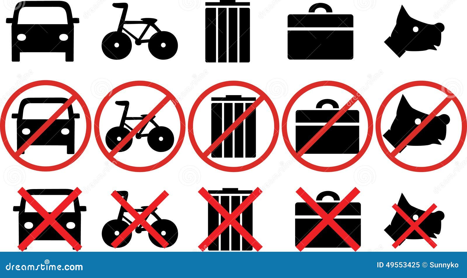 Verschillende verboden vector illustratie. Illustration of verbod ...