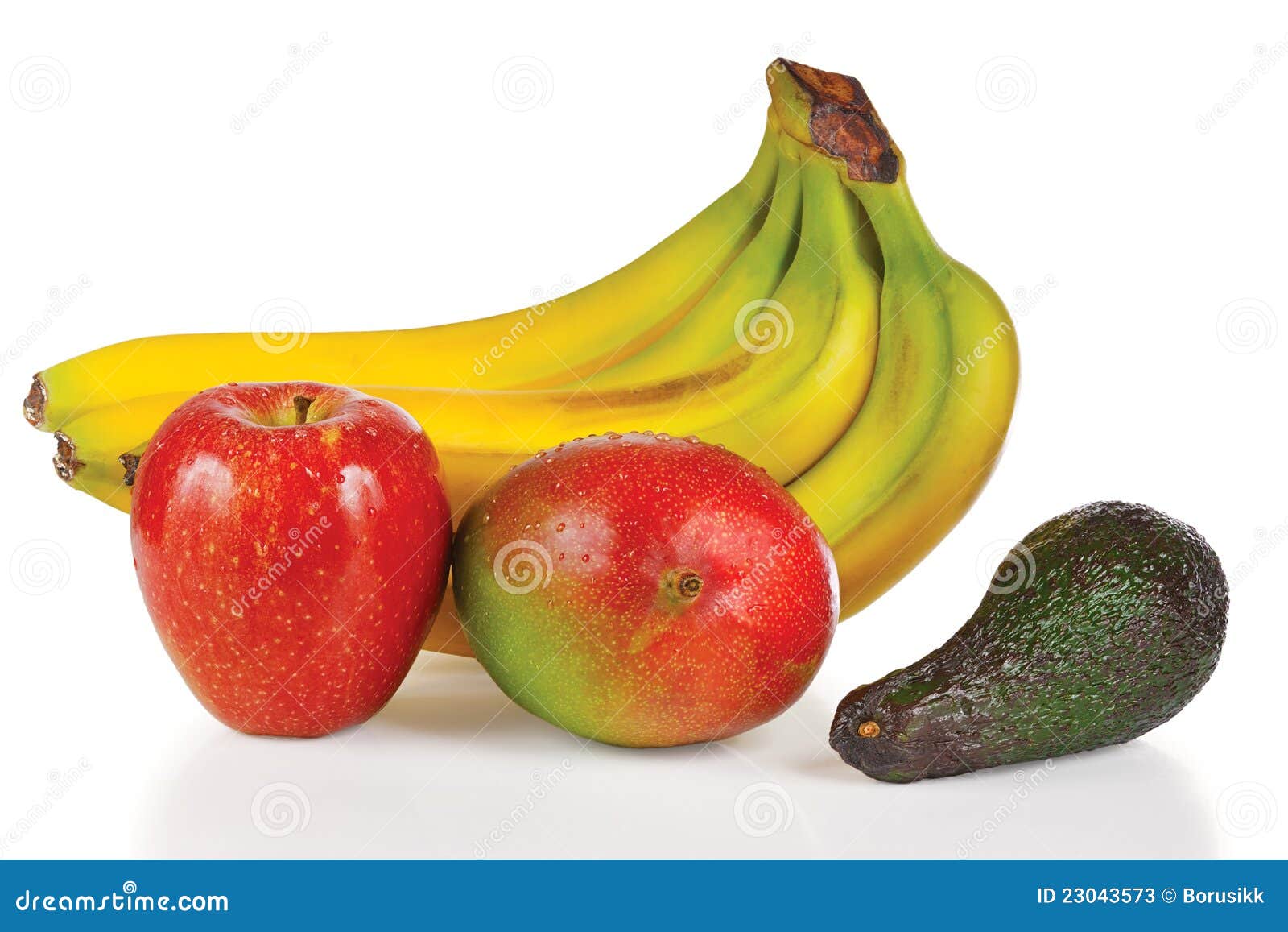 Verse Appel, Avocado, Mango En Bos Van Bananen Stock Afbeelding - Image ...