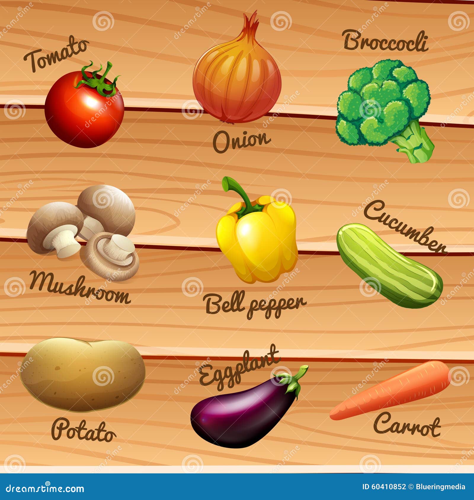 Verse groenten met namen vector illustratie. Illustration of paddestoel ...