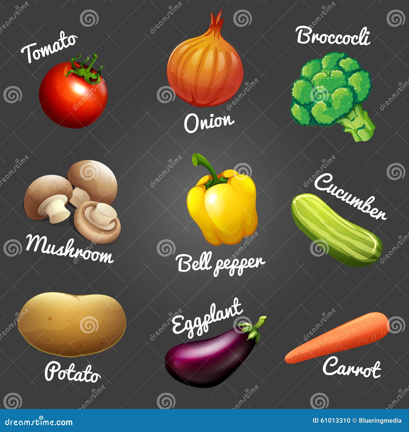 Verse groenten met namen stock illustratie. Illustration of reeks ...