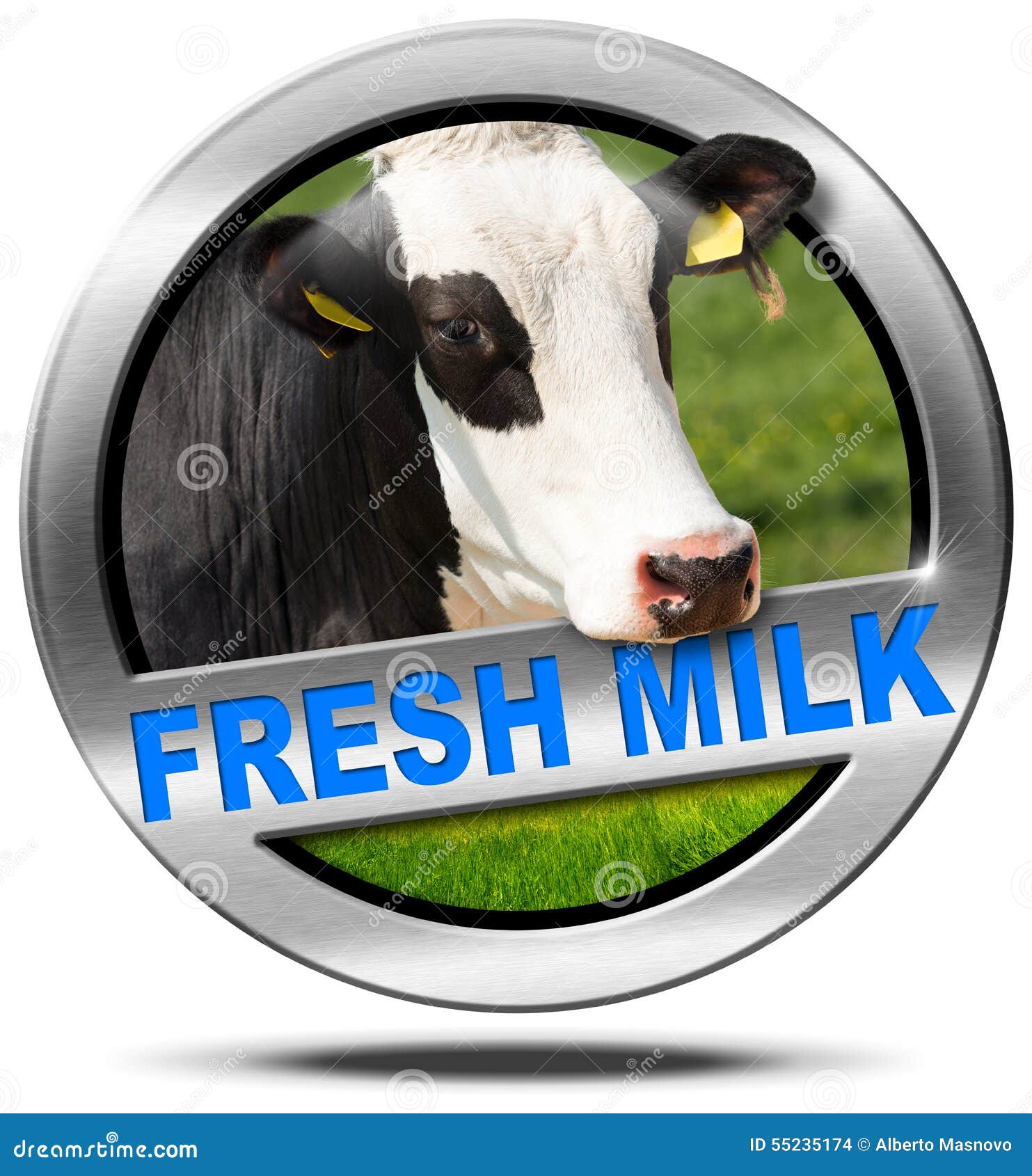 Verse Melk - Metaalpictogram Met Koe Stock Illustratie - Illustration ...