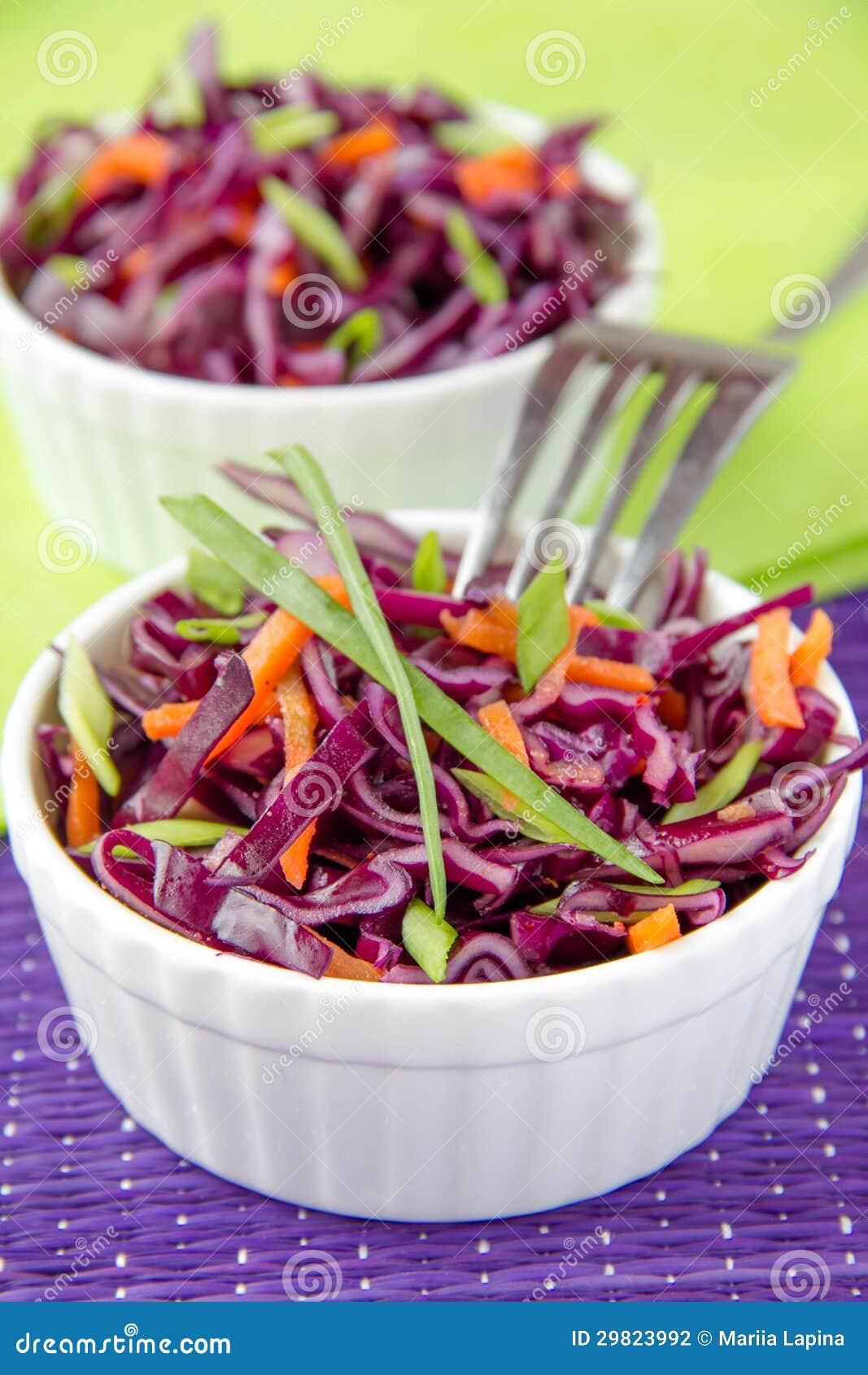 Salade Met Rode Kool En Wortel in Witte Kop Stock Foto - Image of ...