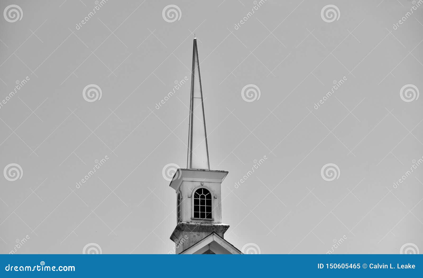 Church Steeple in Black and White Stock Image - Image of avenue ...