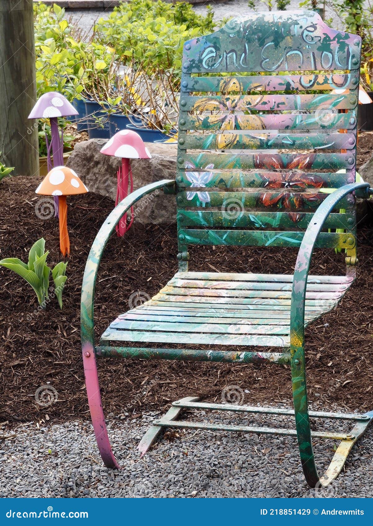 Colorful and Whimsical Garden Chair Stock Image - Image of seat ...