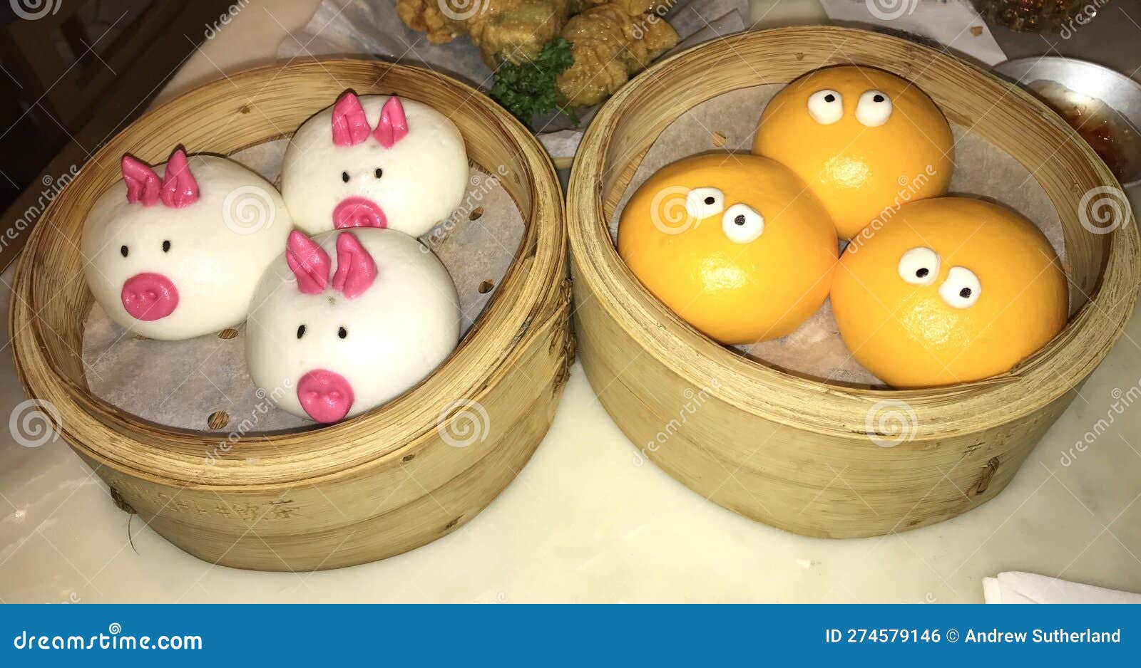 Pretty Decorated Steamed Buns with Animal Faces. Stock Photo - Image of ...