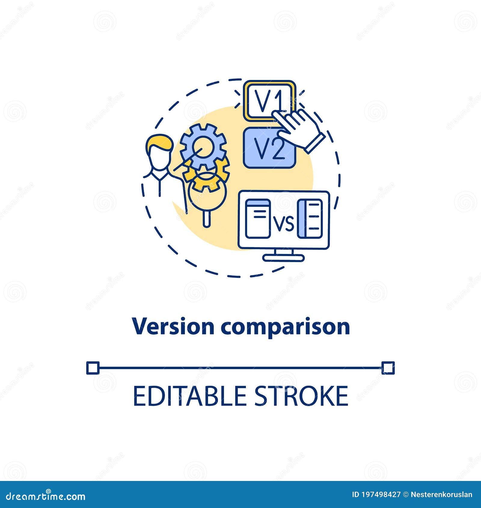 Version Comparison Concept Icon Stock Vector - Illustration of outline ...