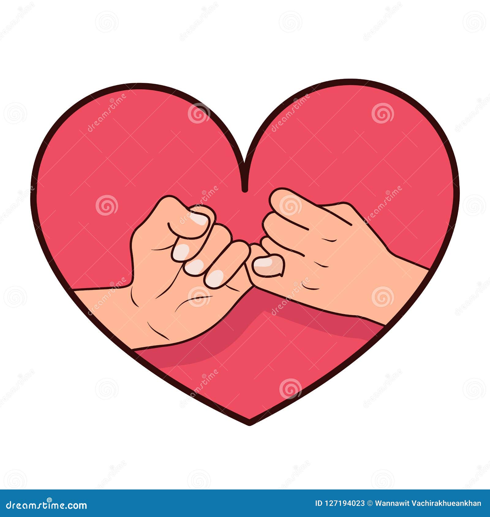 Versprechen Des Handkleinen Fingers Mit Herzform Vektor Abbildung ...