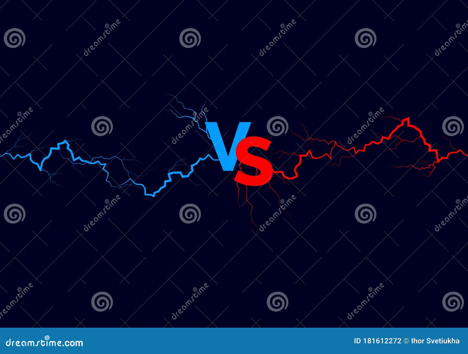 Versus Background. Blue and Red Forces Lights with Text VS Stock Vector ...