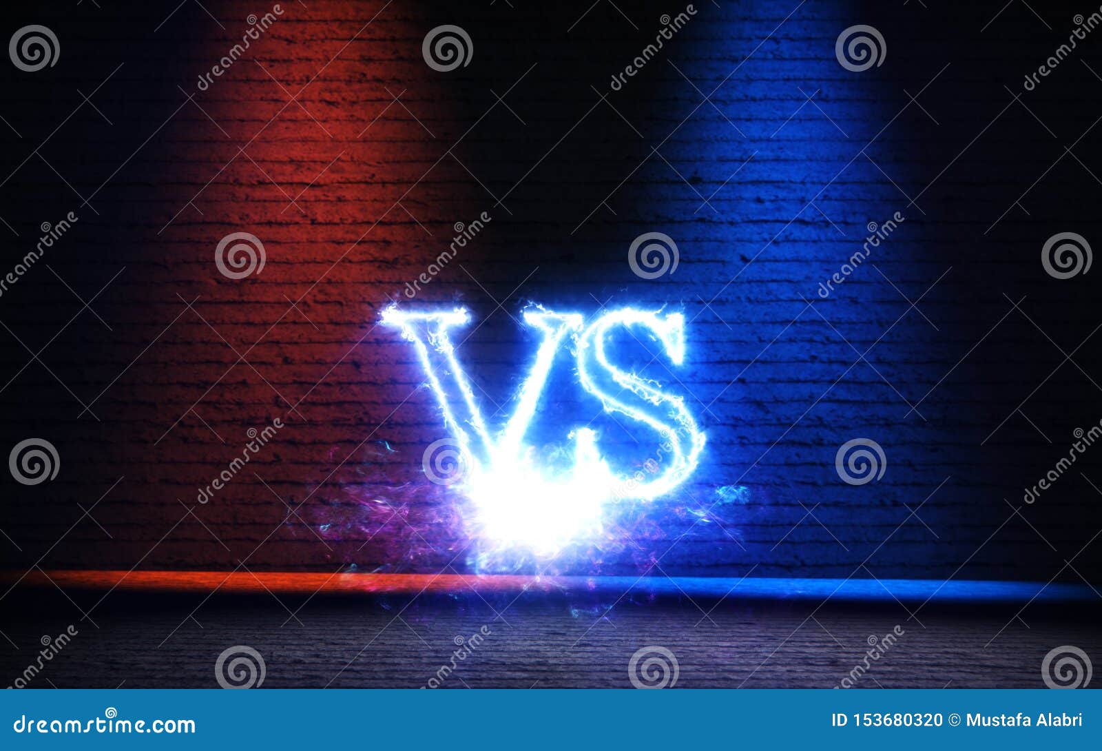 Versus Background with Blue and Red Glow Rays 3D Illustration Stock ...