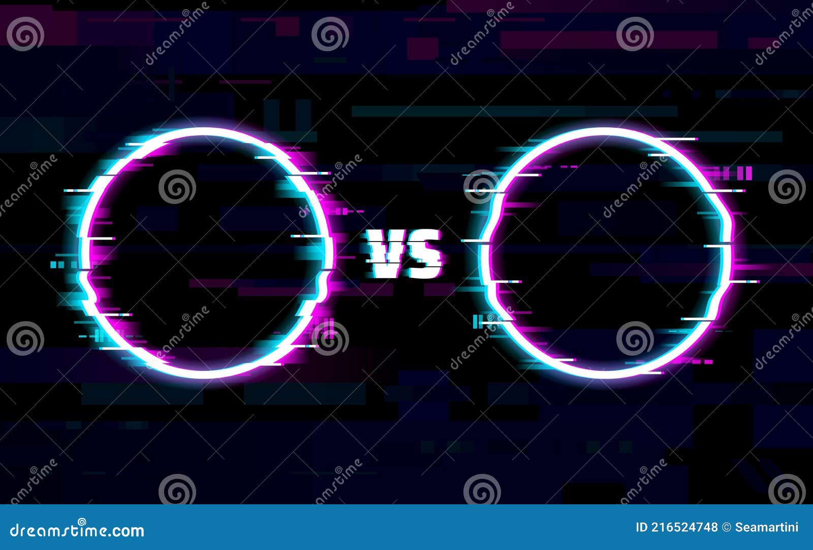 Versus Battle Glitch Round Frames with Neon Border Stock Vector ...