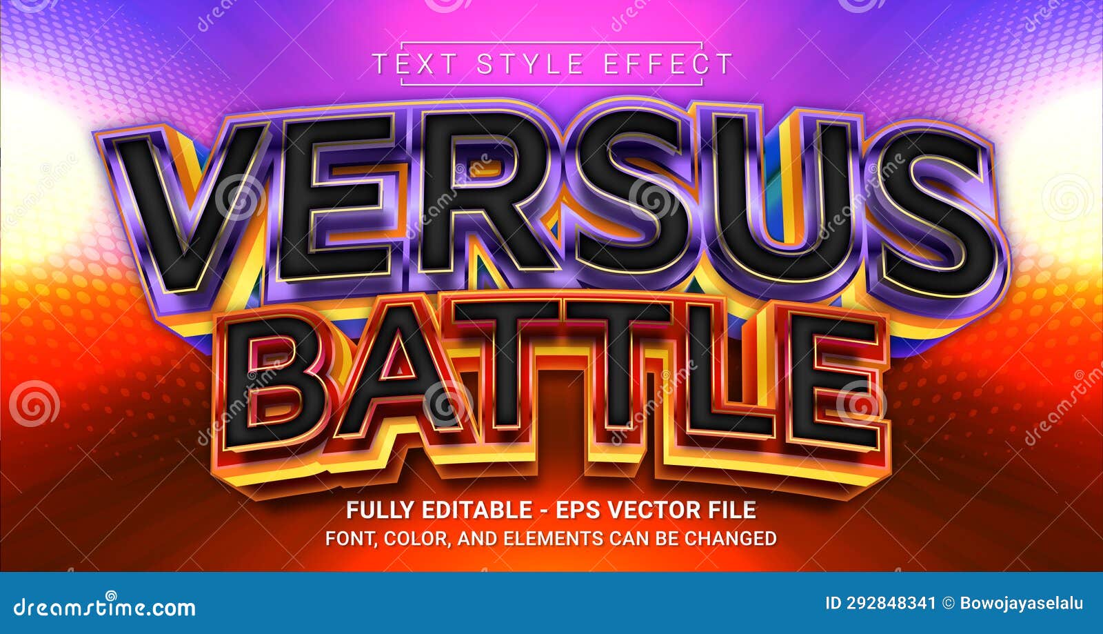 Versus Battle Text Style Effect. Editable Graphic Text Template Stock ...