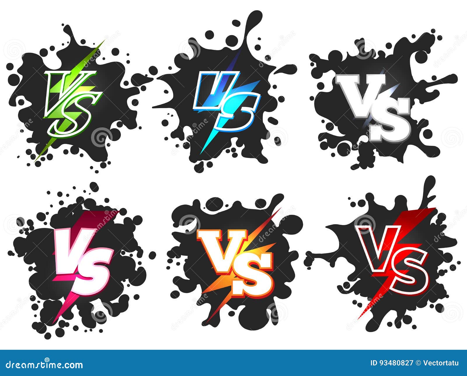 Versus on Black Splashes Shape Silhouettes Stock Vector - Illustration ...