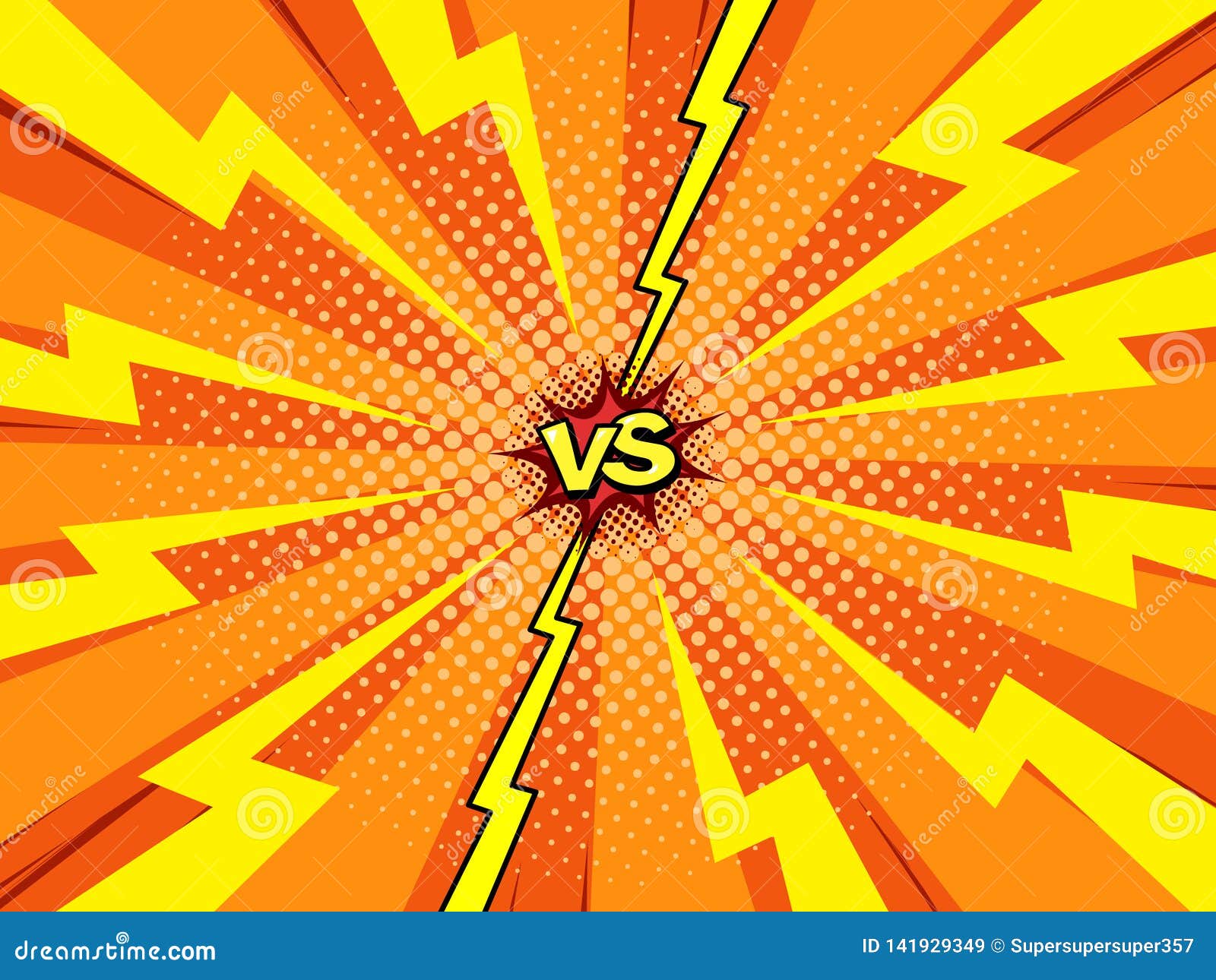 Versus Comic Book Template Background Superhero Battle Intro Stock