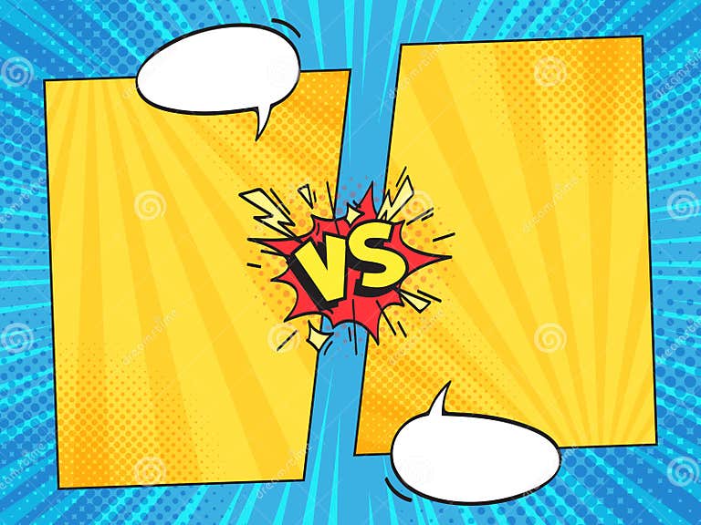 Versus Comic Frame. Vs Comics Book Frames with Cartoon Text Speech ...