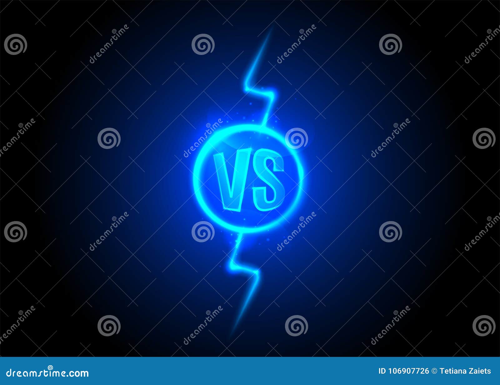 Versus Icon. VS Letters Is Into Round Circle. Lightning Bolt On Dark ...
