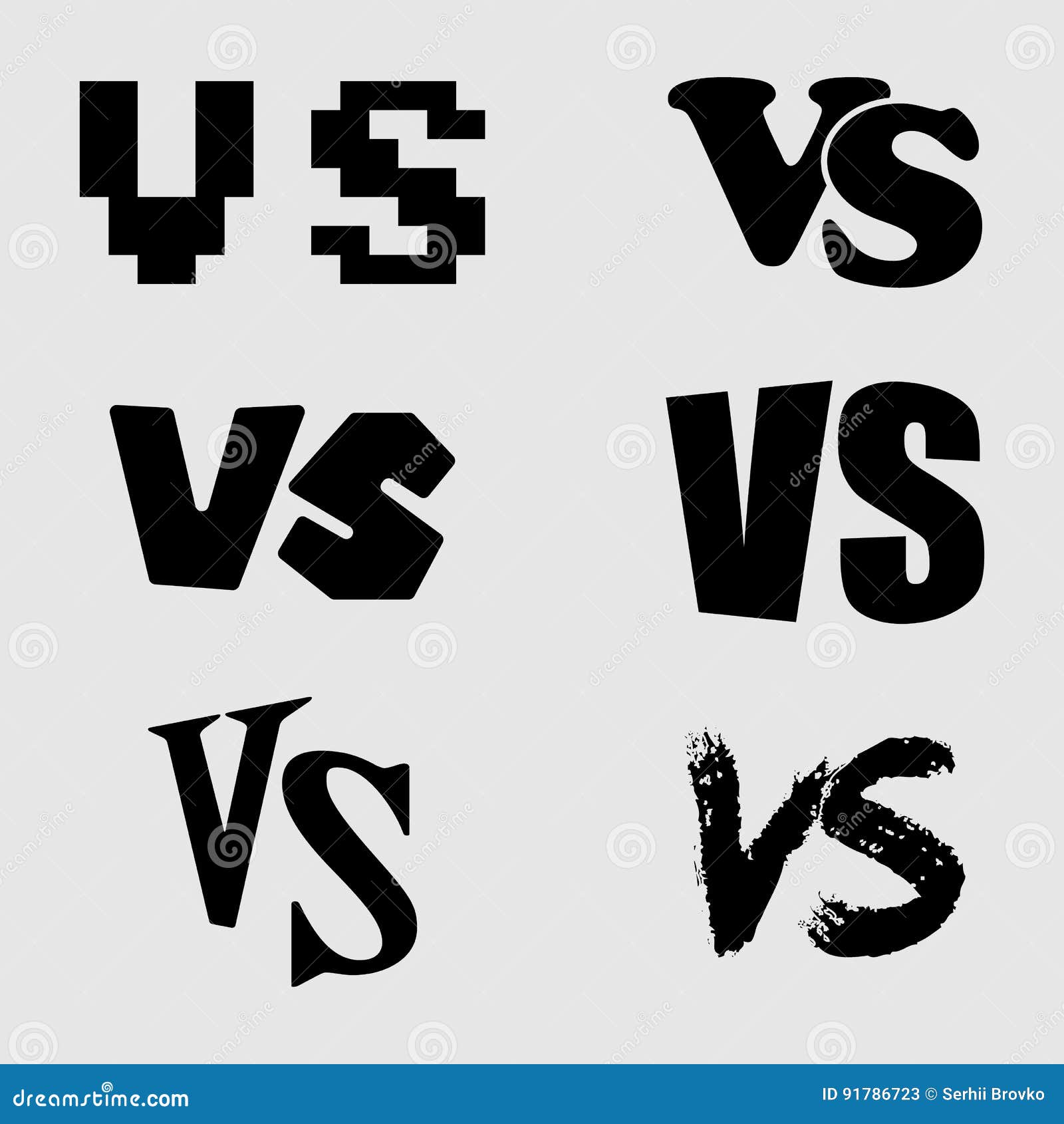 Versus Letters Icon Set. Collection VS Logo. Cartoon Vector ...
