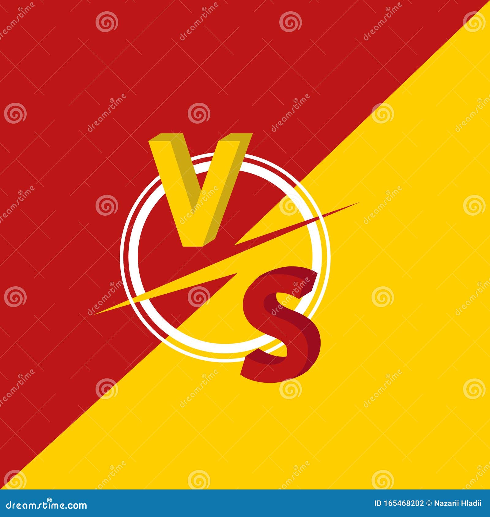 Versus Letters or Vs Logo Vector Emblem. Red and Yellow. Stock Vector ...