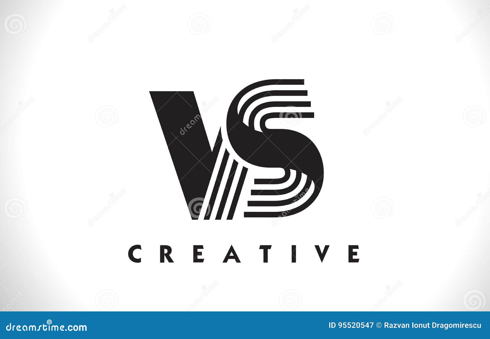 VERSUS Logo Letter with Black Lines-Ontwerp Lijnbrief Vectorillus Stock ...