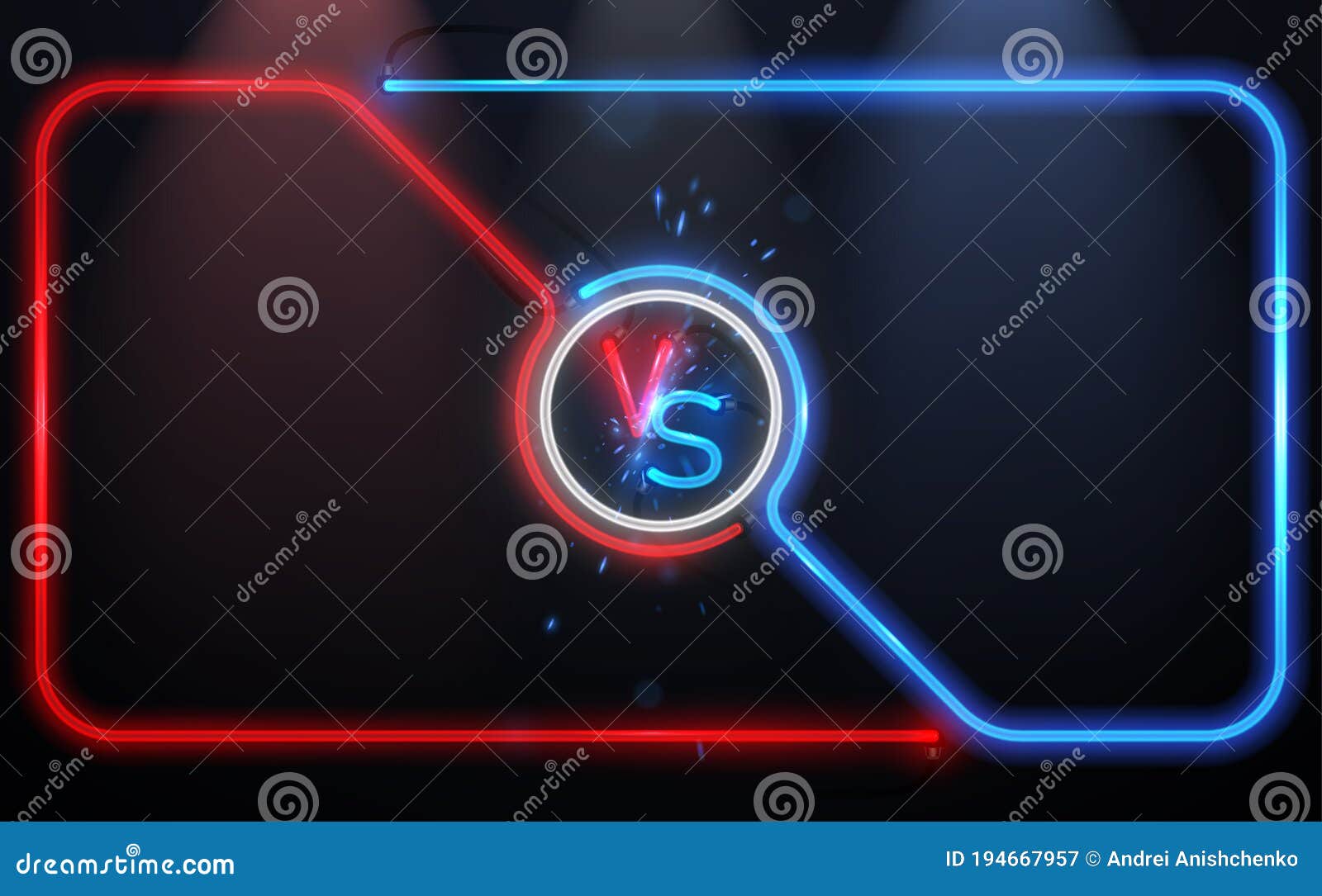Versus Neon Frame. Sport Battle Glowing Lines Banner, VS Duel Sign ...