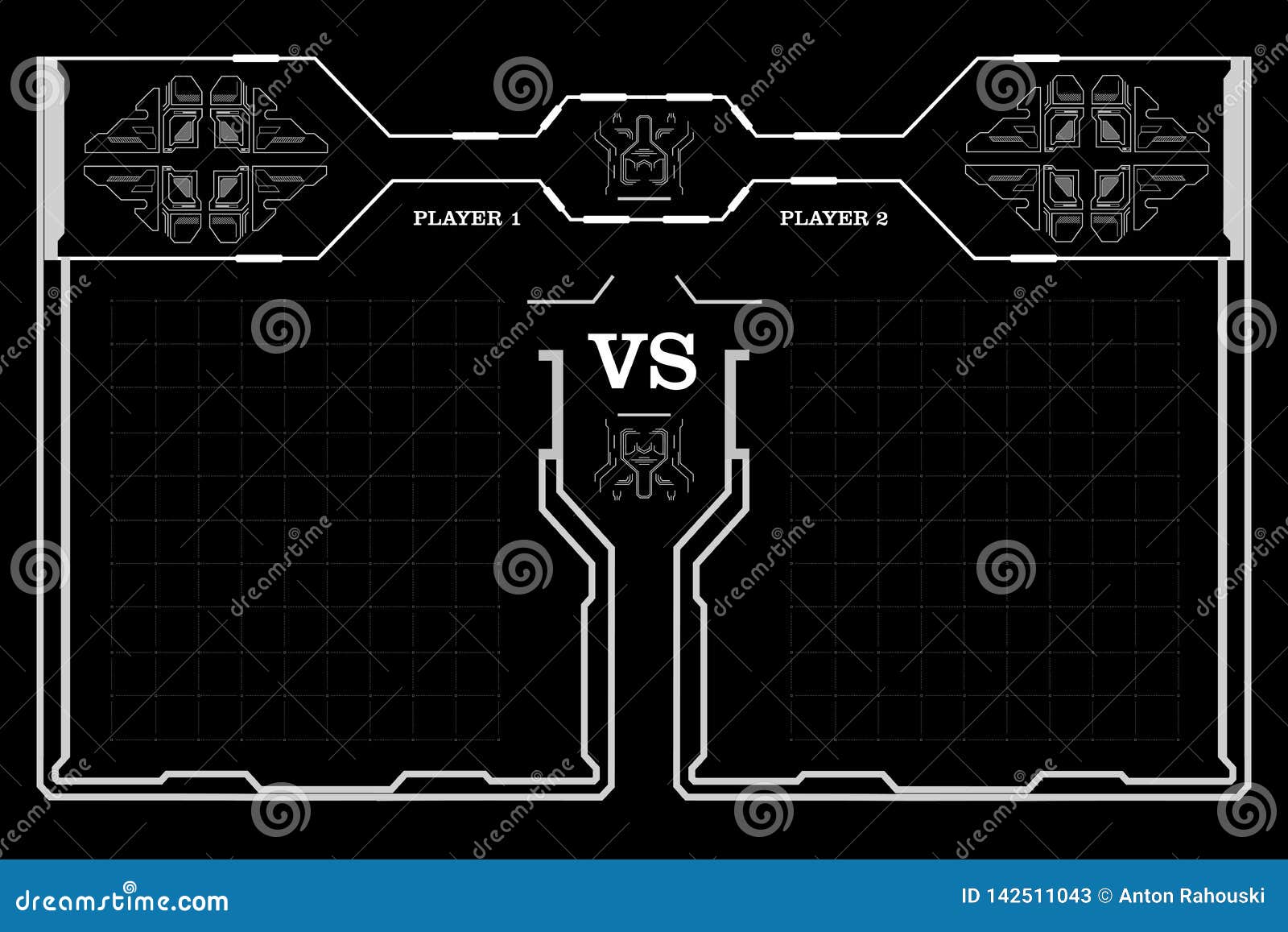 Versus Screen Design with HUD Elements. Announcement of a Two Fighters ...