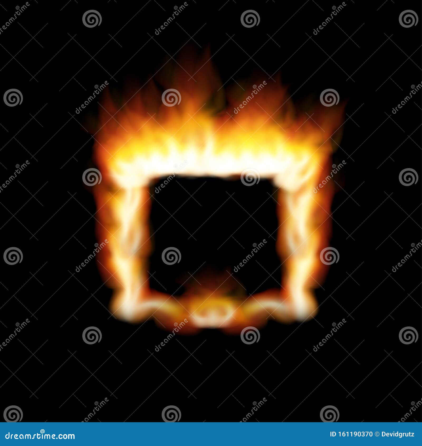 Fire Frames Cartoon Vector Set. Burning Empty Borders Blazing Squares ...