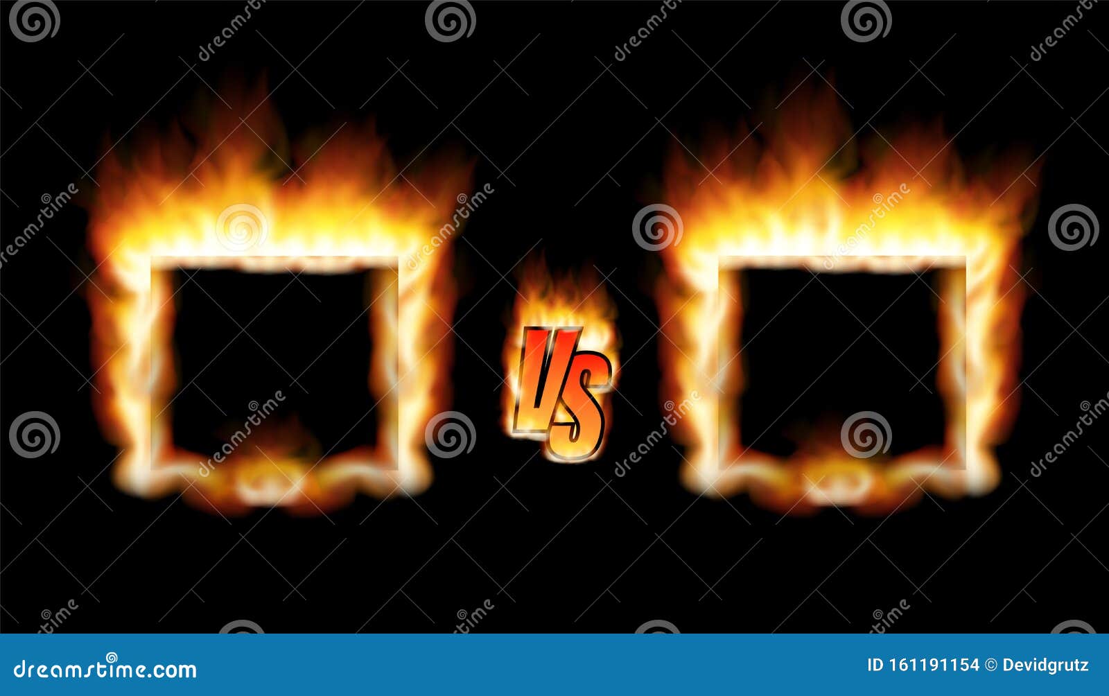 Fire Frames Cartoon Vector Set. Burning Empty Borders Blazing Squares ...