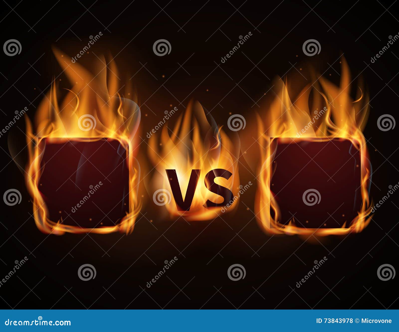 Versus Screen with Fire Frames and Vs Letters. Vector Illustration ...