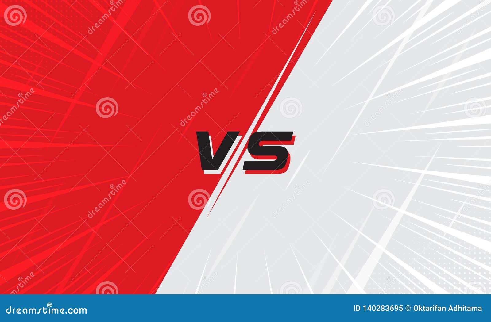 Versus Screen Red and White with Halftone and Comic Zoom Line Stock ...