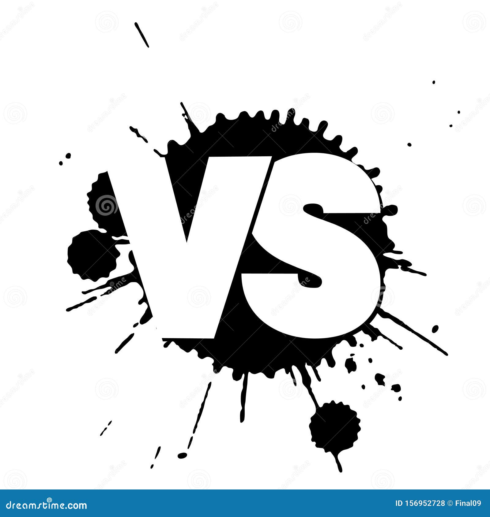 Versus VS Sign.Splashes Of Red And Blue Paint In A Vertical Stripe With ...