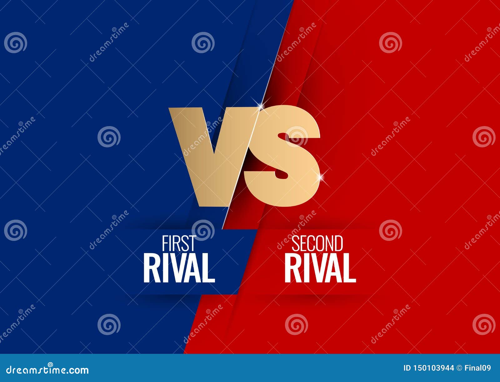 Versus VS Sign.Splashes Of Red And Blue Paint In A Vertical Stripe With ...