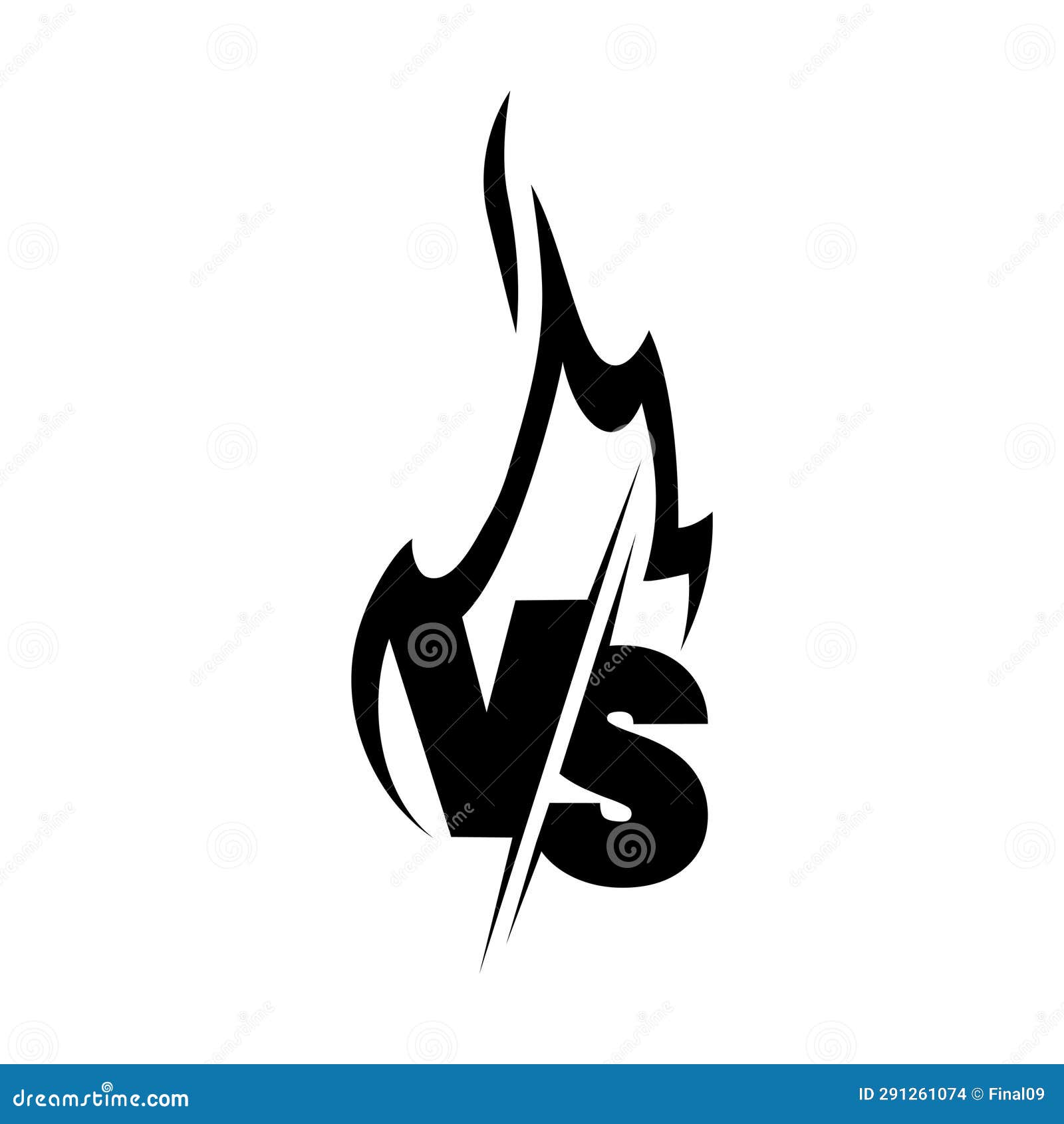 Versus Sign Surrounded by Flames. Black and White Symbol Stock ...