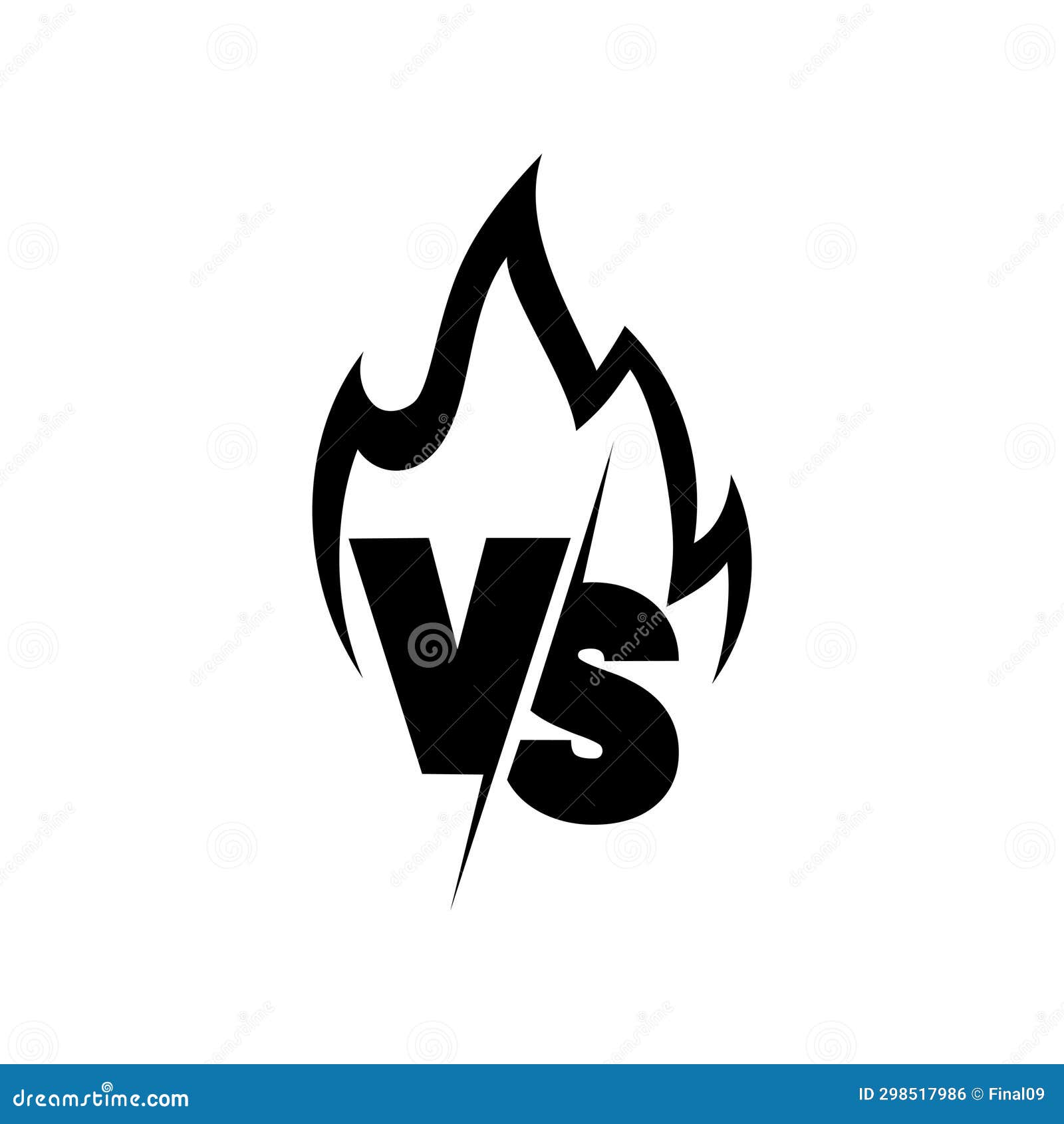 Versus Sign Surrounded by Flames. Black and White Symbol Stock ...