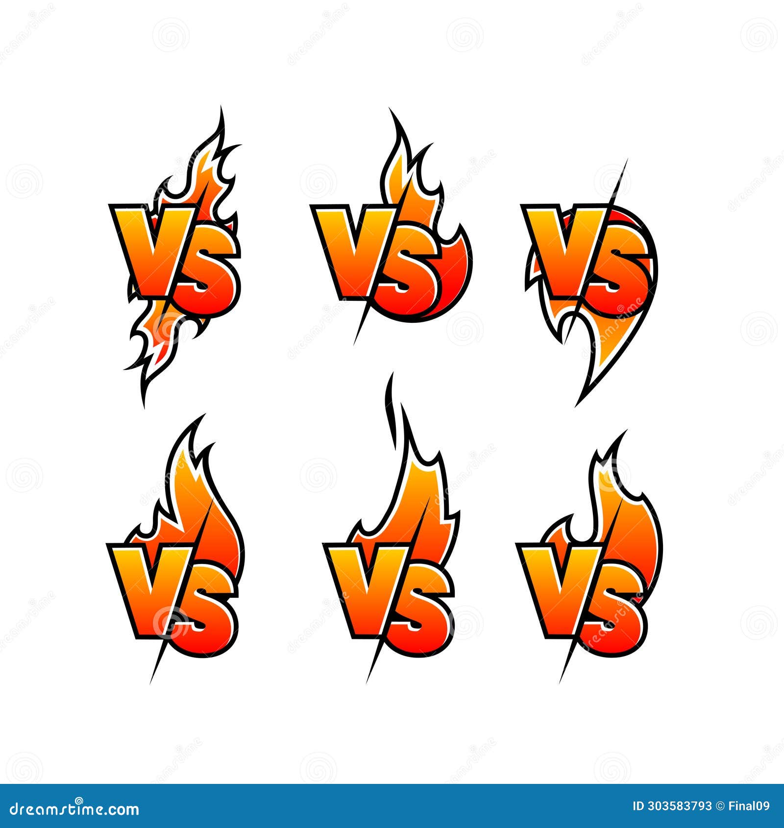 Versus Sign Surrounded by Flames. Color Symbol Stock Illustration ...