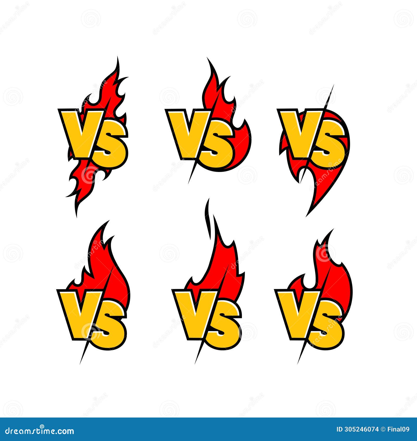 Versus Sign Surrounded by Flames. Color Symbol Stock Illustration ...