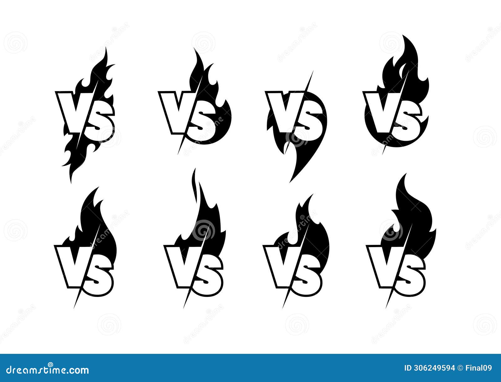 Versus Sign Surrounded by Flames. Color Symbol Stock Illustration ...