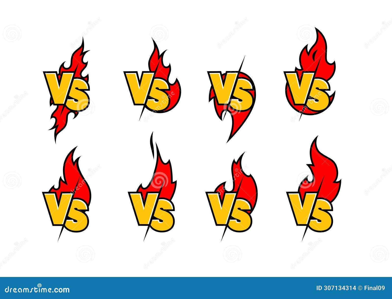 Versus Sign Surrounded by Flames. Color Symbol Stock Vector ...