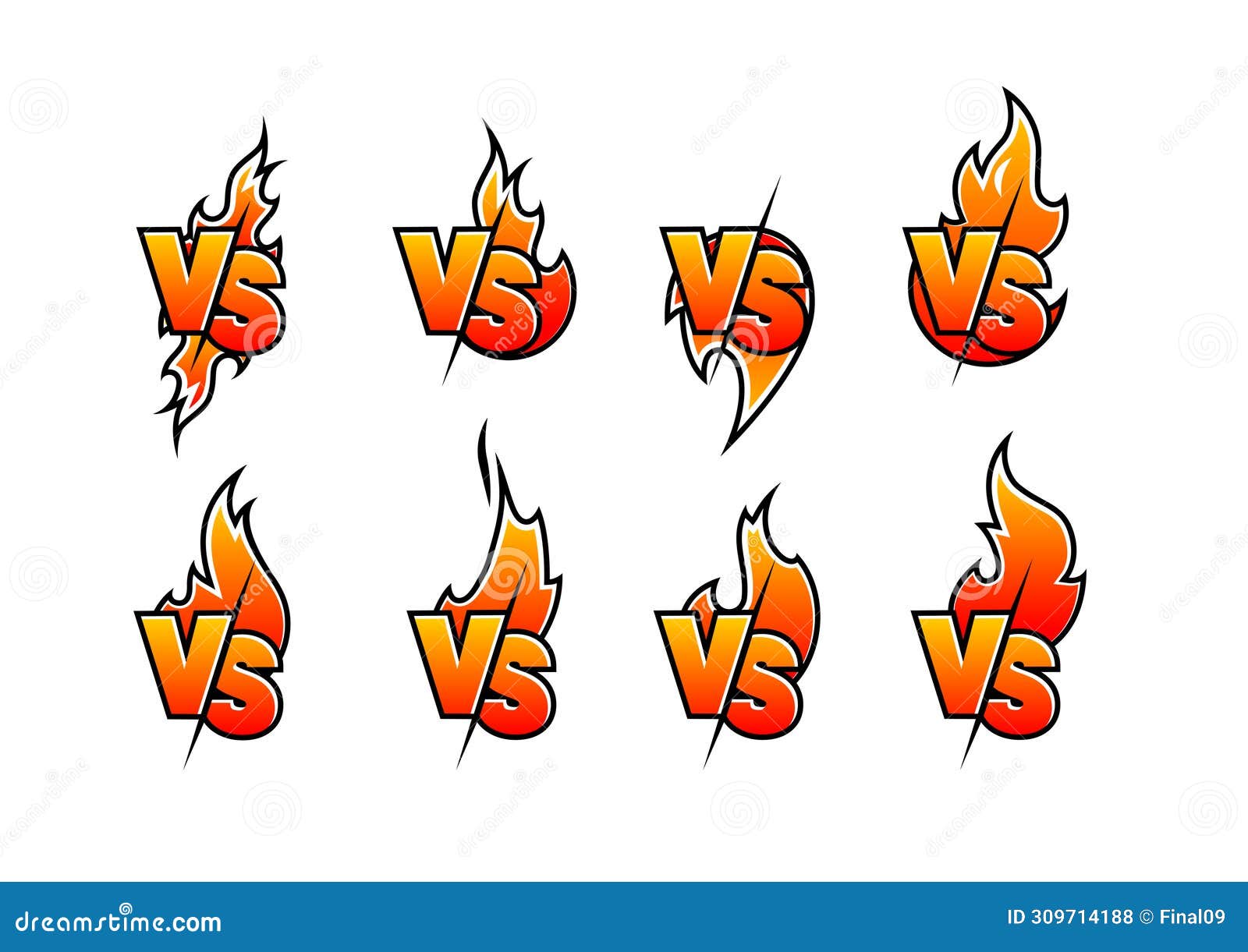 Versus Sign Surrounded by Flames. Color Symbol Stock Illustration ...