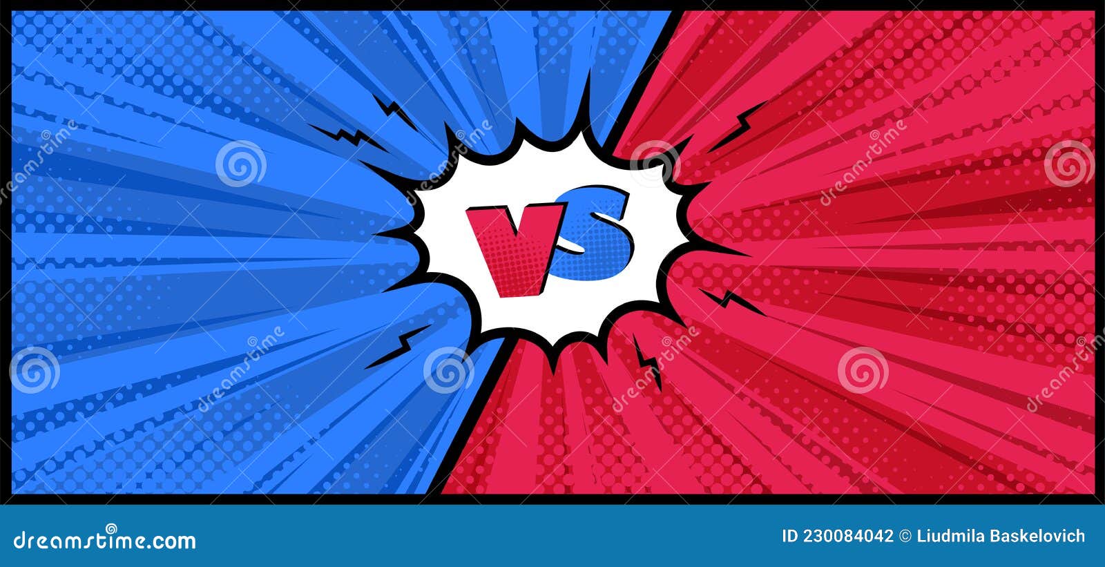 Versus Superhero Comic Frame. Halftone Comic Design for Championships ...