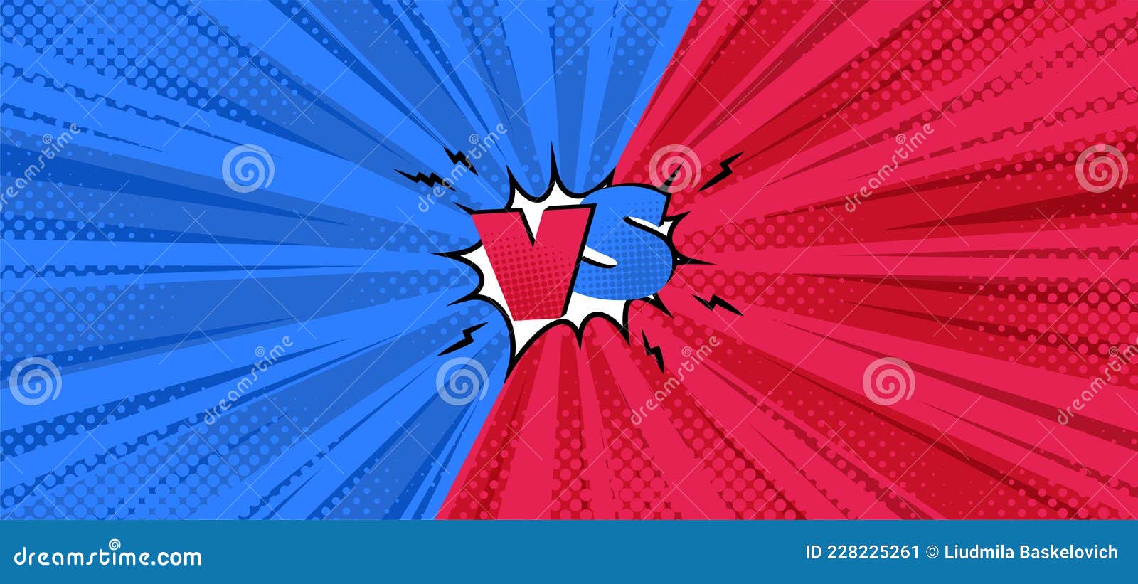 Versus Symbol in Comic Background for Battles. Halftone Comic Design ...