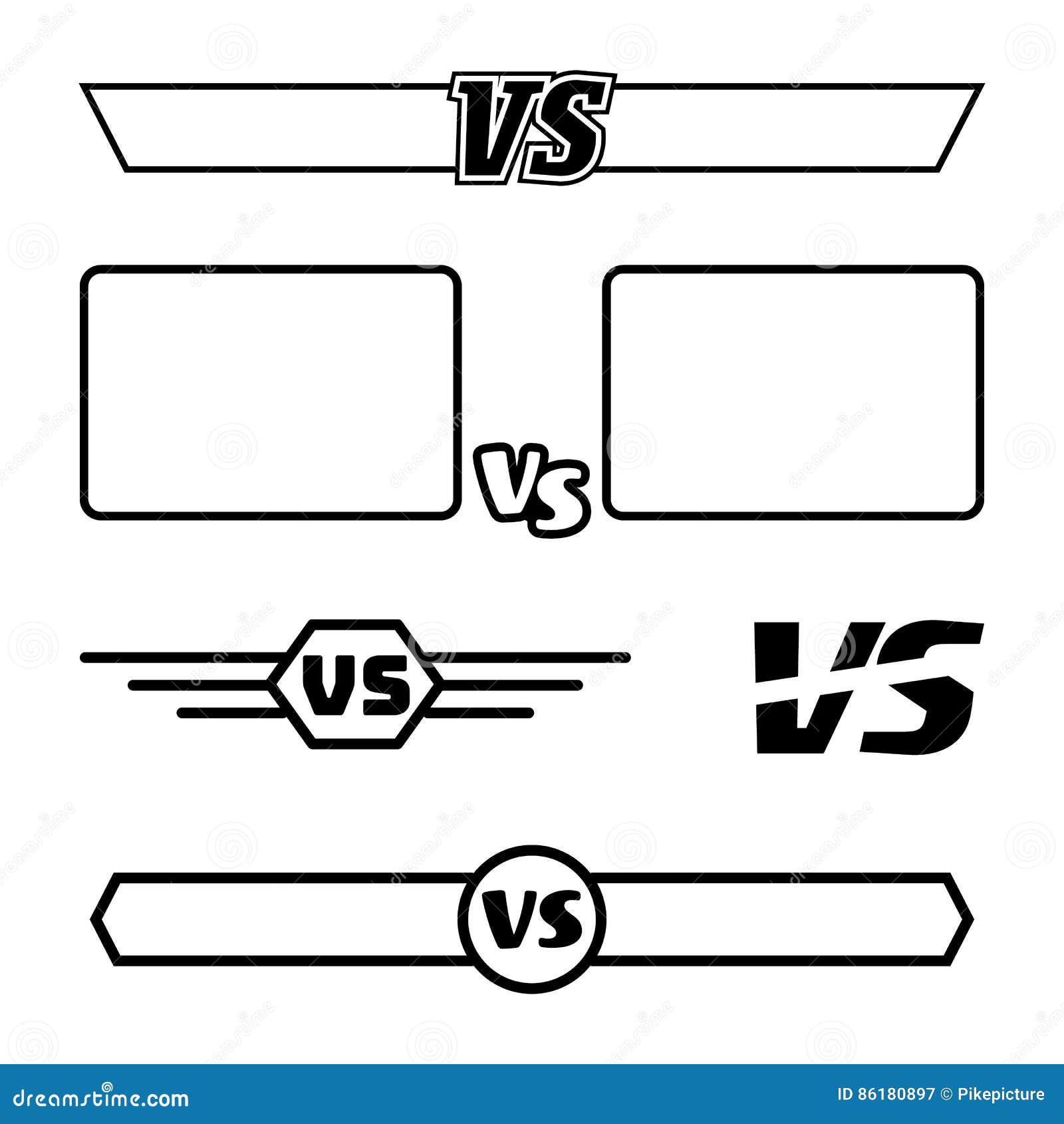 Versus Vector Symbol Set. VS Letters and Frames. Isolated on White ...
