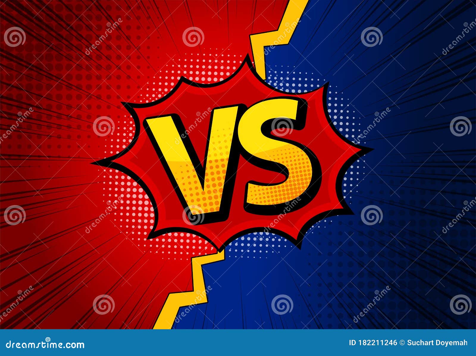 Versus VS Letters Fight Backgrounds in Flat Comics Style Design with ...
