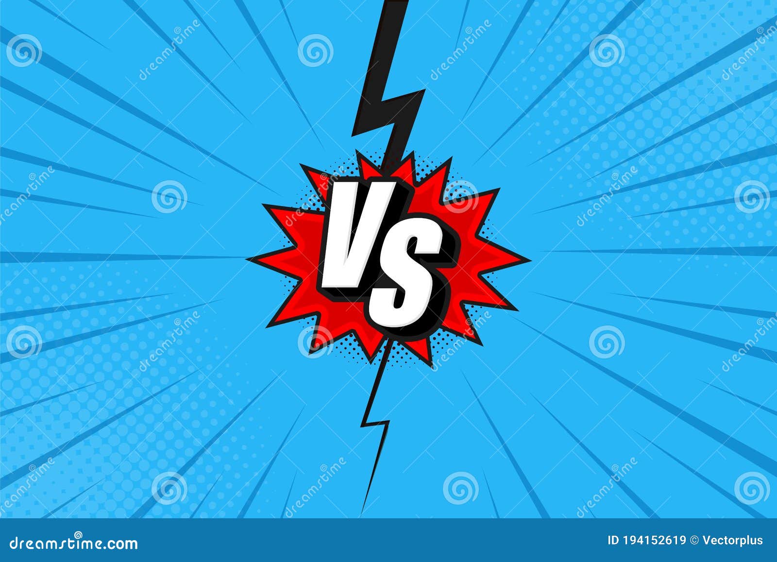 Versus VS Letters Fight Backgrounds in Flat Comics Style Design with ...