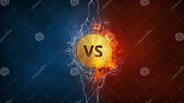 Versus VS Sign in Fire, Water Splashes and Lightning. Stock ...