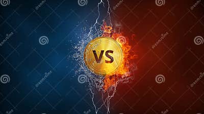 Versus VS Sign in Fire, Water Splashes and Lightning. Stock ...