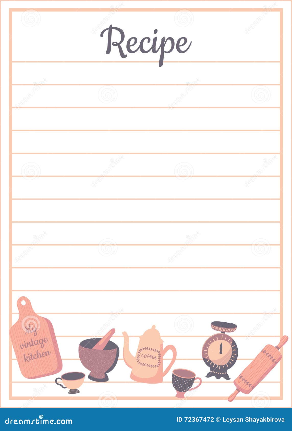 Vert De La Tarjeta De La Receta Ilustración del Vector - Ilustración de ...