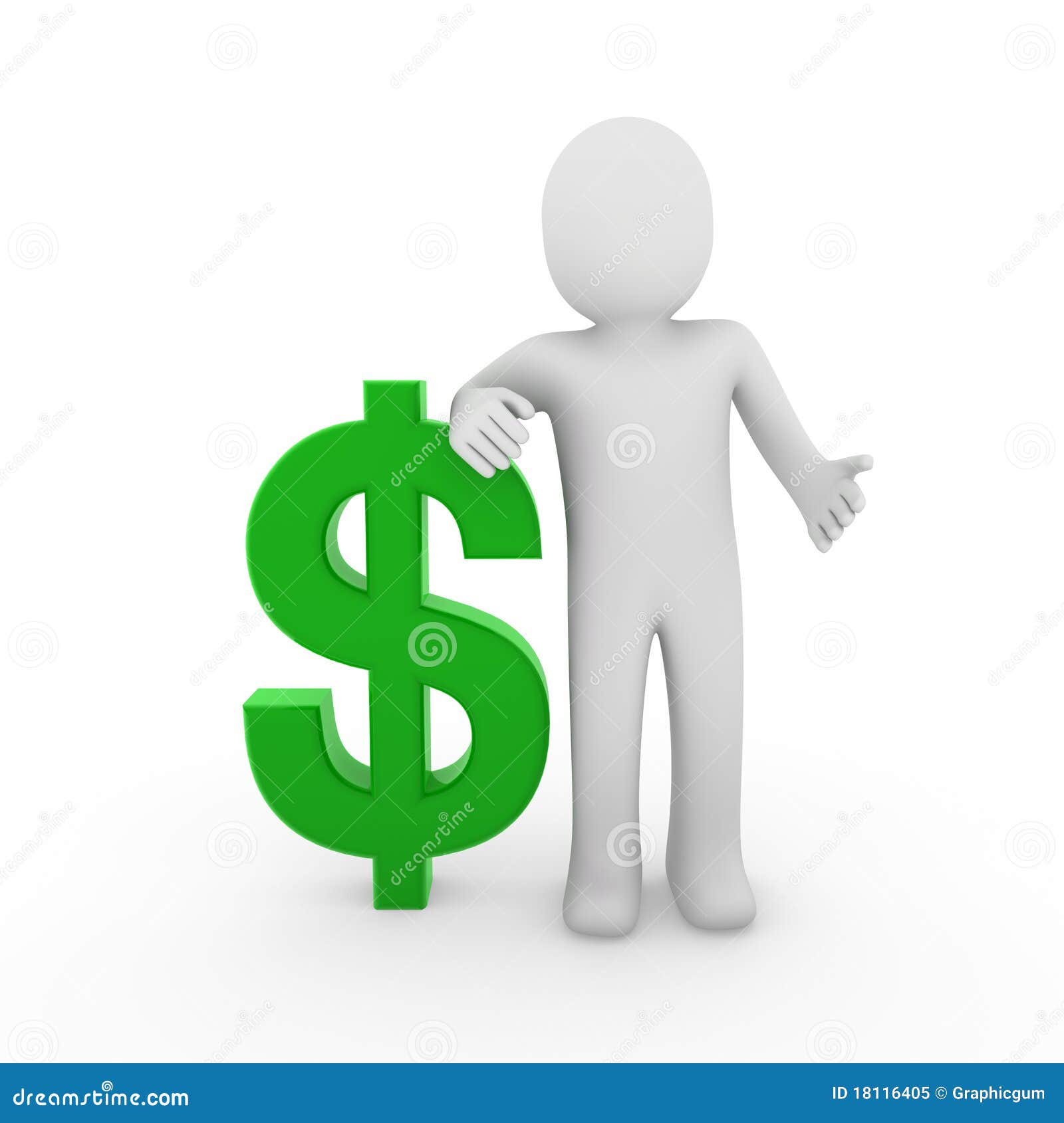 Vert Humain De Symbole Du Dollar 3d Illustration Stock - Illustration ...