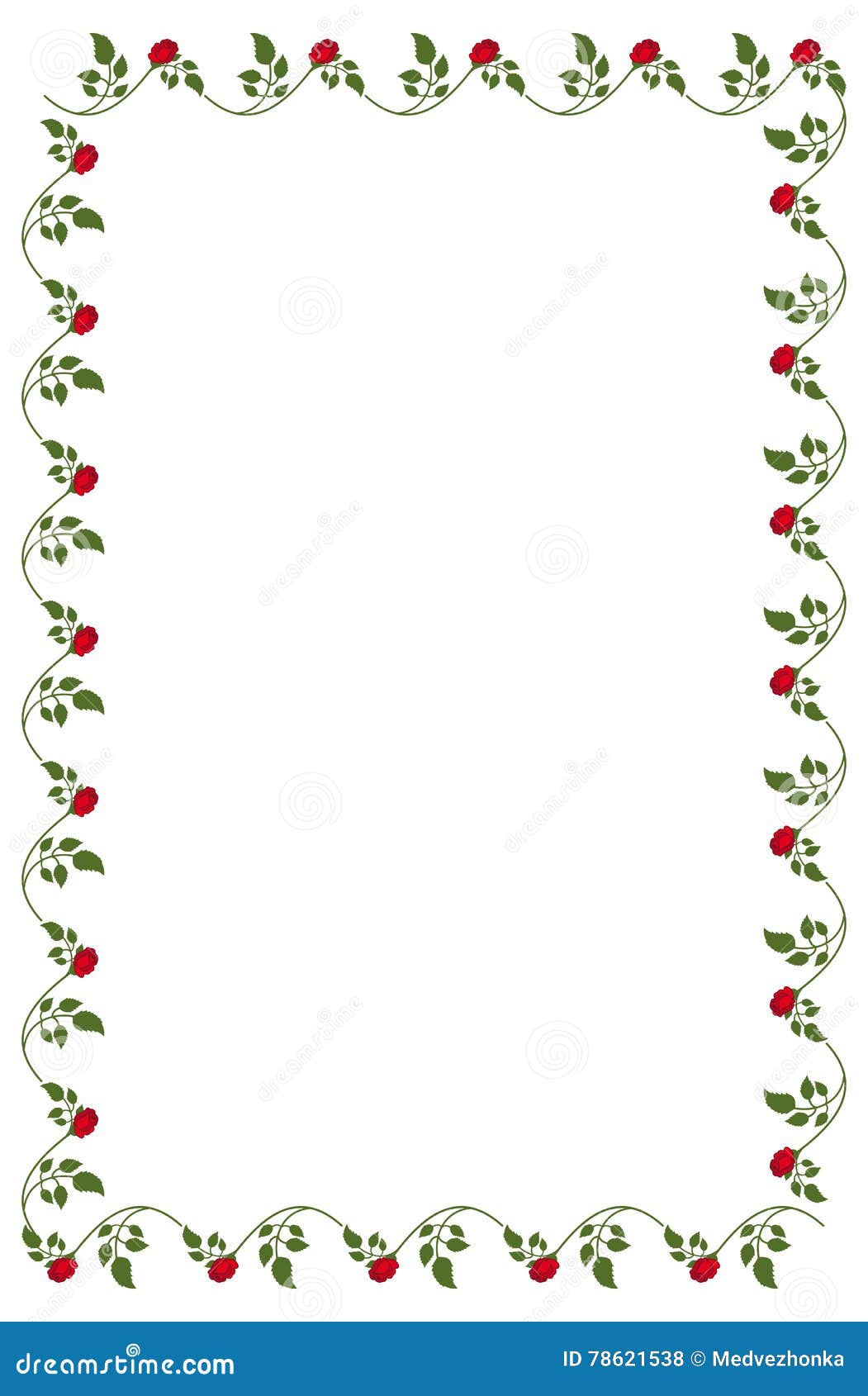 Verticaal Kader Met Rode Rozen Stock Illustratie - Illustration of deco ...